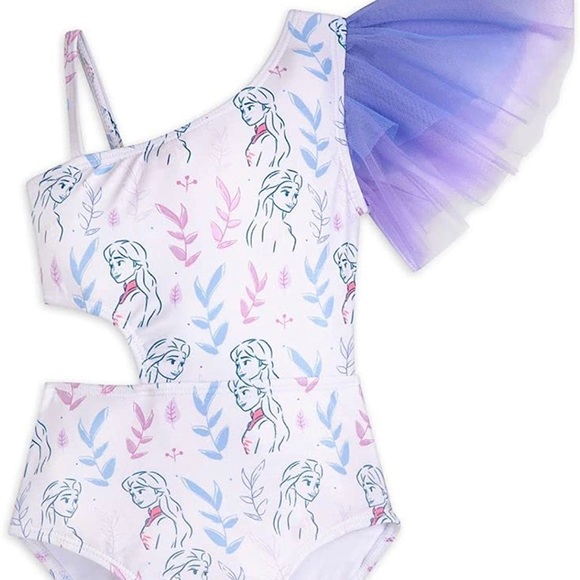 Disney | Swim | Disney Frozen 2 One Piece Cutout Ruffle Girls Elsa ...